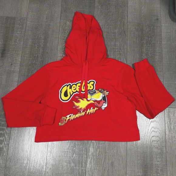 cheetos | Sweaters | Cheetos Flamin Hot Womens Crop Top Hoodie Red Size ...